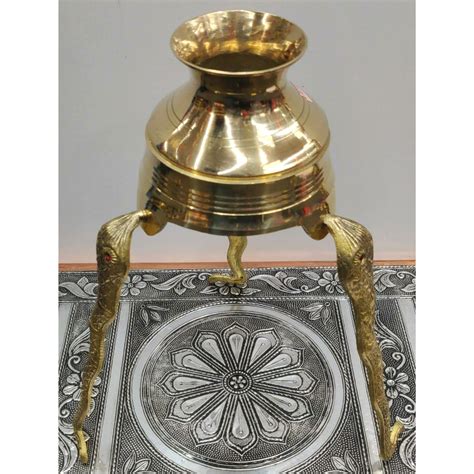 AtoZ India Cart Shivling Stand And Abhishek Lota Kalash In Brass