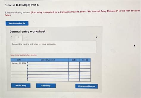 Solved Required Information Exercise 8 19 Algo Complete Chegg