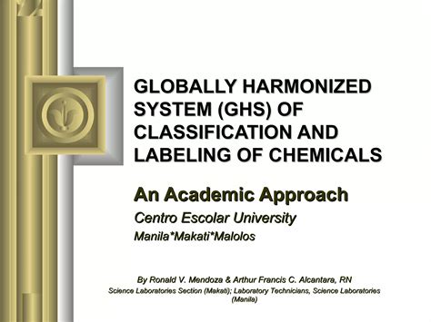 Globally Harmonized System Ghs Classification And Labeling PPT