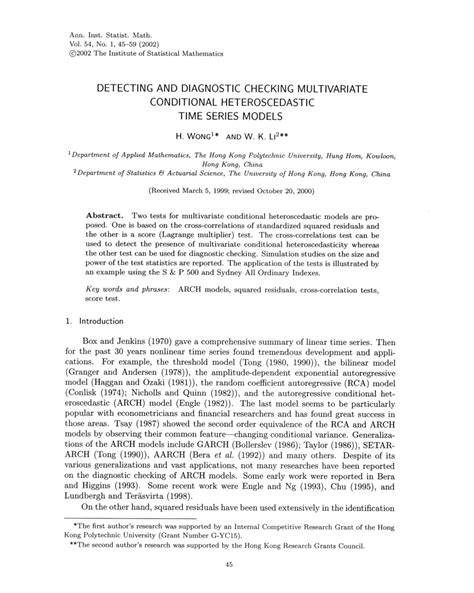 pdf detecting and diagnostic checking multivariate conditional heteroscedastic time series models