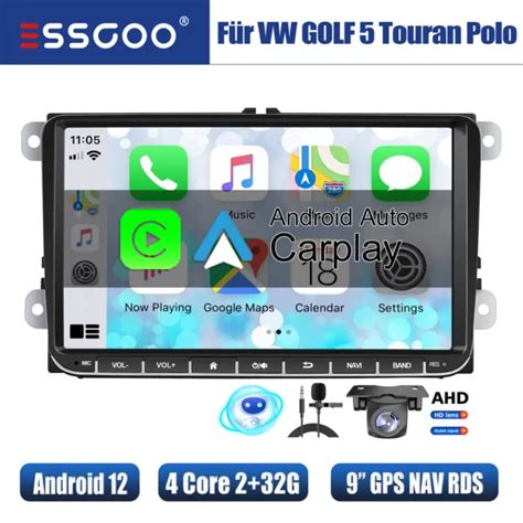 Autoradio Carplay Android Ips Gps Rds Fotocamera Mik Per Vw