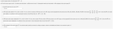 solved 1 point a square matrix a is idempotent if a2 a