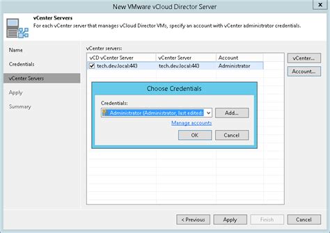 第4步指定底层vCenter Server的凭据 Veeam Backup Guide for vSphere