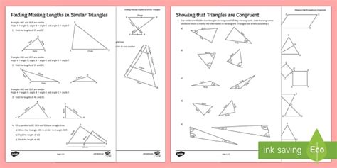Congruent Triangles Worksheets Ks Maths Beyond Twinkl