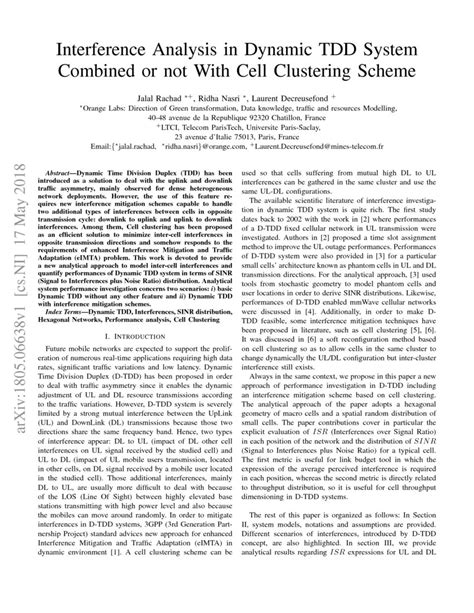 interference analysis in dynamic tdd system combined or not with cell clustering scheme deepai