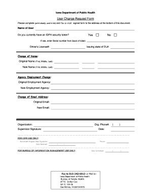 Fillable Online Idph State Ia User Change Request Form Iowa