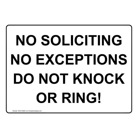 Safety Sign No Soliciting No Exceptions Do Not Knock Or Ring