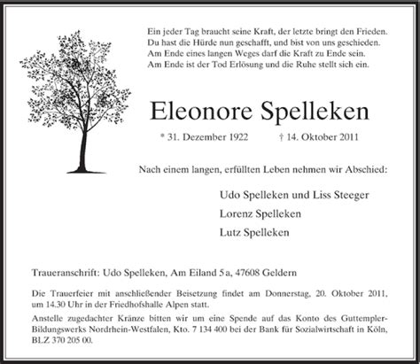 Alle Traueranzeigen für Eleonore Spelleken trauer rp online de