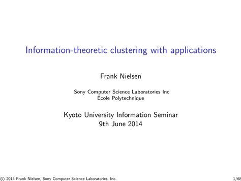 pdf information theoretic clustering with applications