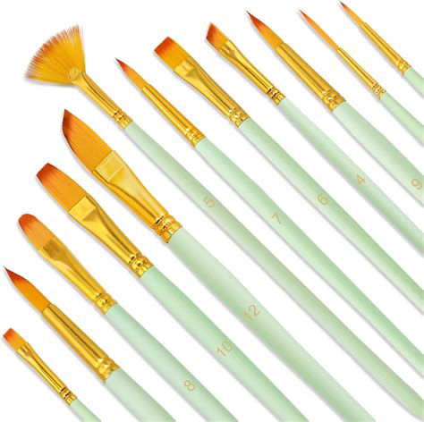 Bougimal 10 Stück Pinsel Set Premium Nylon Acrylfarben Pinsel