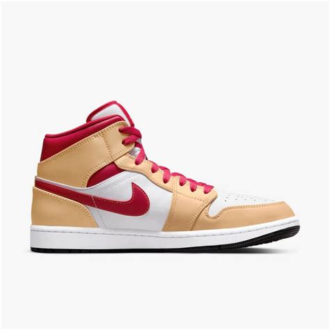 Air Jordan 1 Mid Light Curry Cardinal Defato Sneakers