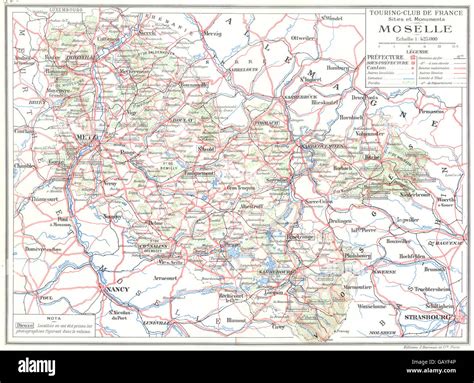 Département MOSELLE Sites et Monuments Moselle 1937 carte vintage