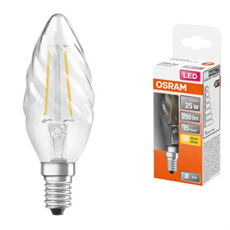 Osram LED Filament Retrofit Classic Kerze Gedreht 2 5W 25W E14 Klar