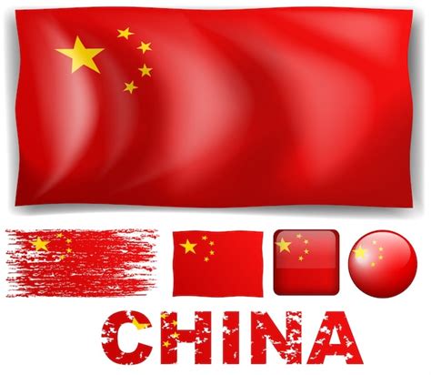 Bandera de china en la ilustración de diseño diferente Vector Gratis