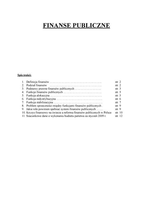 Finanse Publiczne Notatki Na Egzamin FINANSE PUBLICZNE Definicja