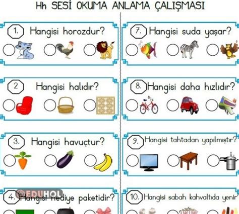 H Sesi Okuma Anlama Çalışması Eduhol Etkinlik İndir Oyun Oyna