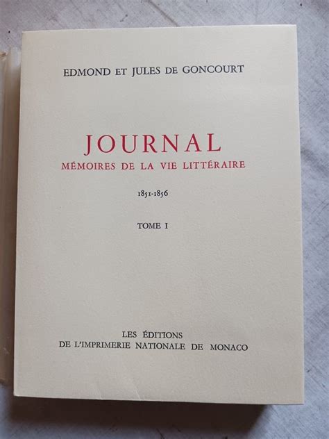 Proantic Edmond Et Jules De Goncourt Journal Mémoires De La Vie Litt