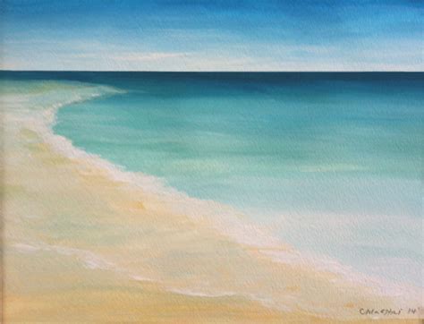 Watercolor Beach Painting Ocean Painting Framed Modern Beach
