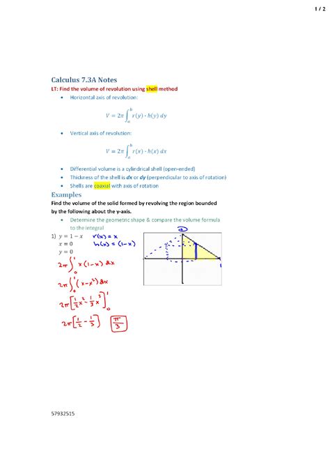 shell method ap calculus lecture notes docsity