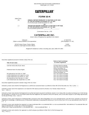 Fillable Online CATERPILLAR INC FORM 10 K Fax Email Print PdfFiller