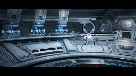3D Model 3D Sci Fi Hangar Interior Game Ready Optimized For Camera VR