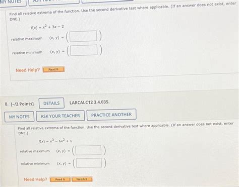 solved find all relative extrema of the function use the