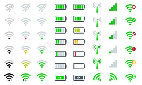 Signal Strength Indicator Set Mobile Phone Bar Status Icon No Signal