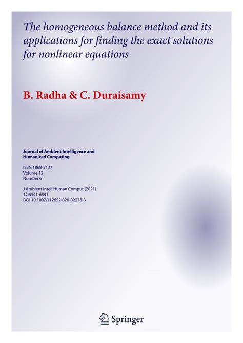 pdf the homogeneous balance method and its applications for finding the exact solutions for