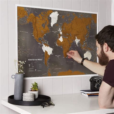 Magnifique Carte du monde 84 1 x 59 4 CM très détaillée noire à