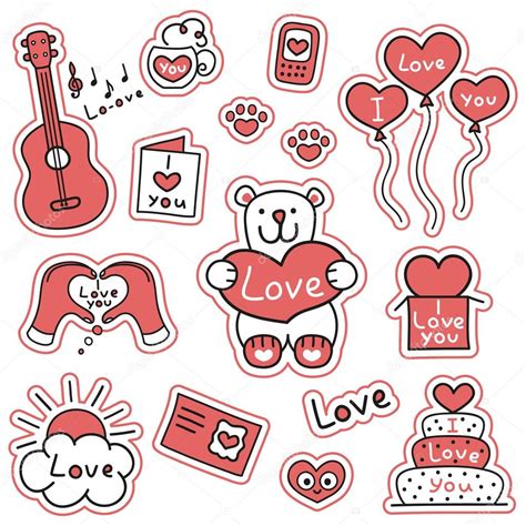 Pegatinas Divertidas Con Mensajes De Amor Vector De Stock De Megasja