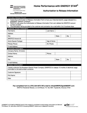 Fillable Online Authorization To Release Information Form SWEPCO