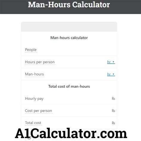 Man Hours Calculator A1Calculator