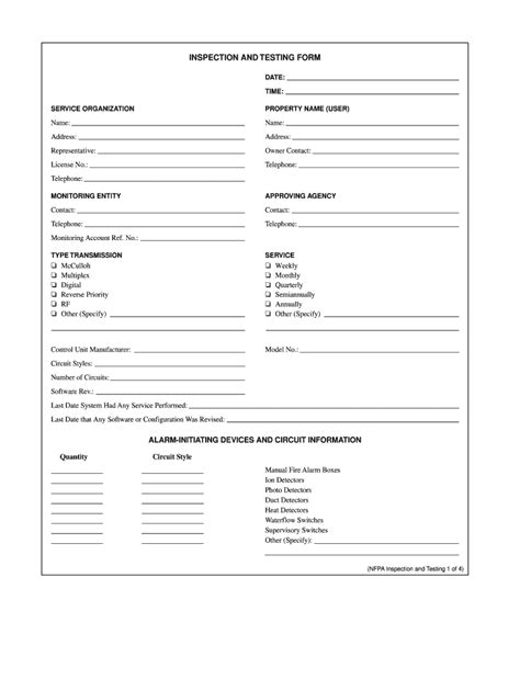 Printable Nfpa 72 Form