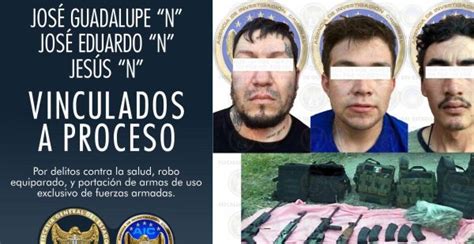 FGE vincula a proceso a tres hombres por posesión de armas drogas y