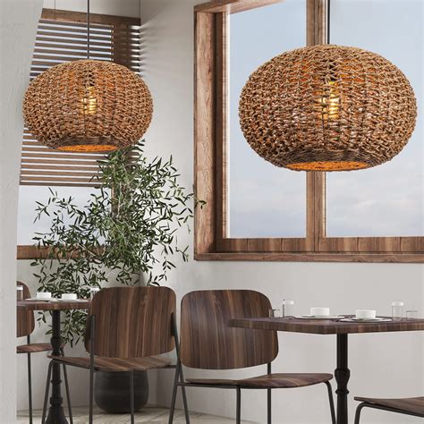 Arturesthome Handwoven Boho Pendant Lights Rattan Wicker Hanging