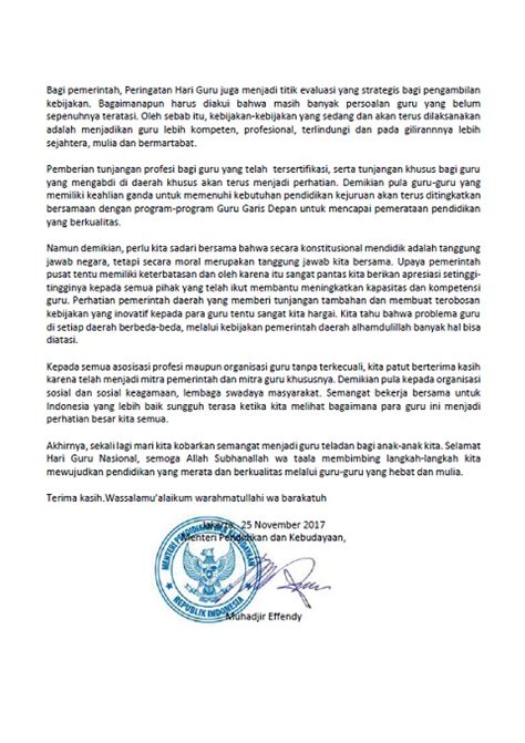 Naskah Sambutan Pidato Mendikbud Pada Upacara Hari Guru Nasional HGN