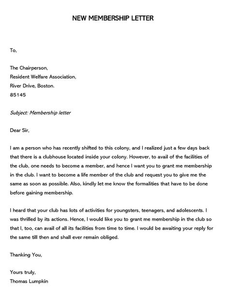 Sample Letter For Membership Renewal
