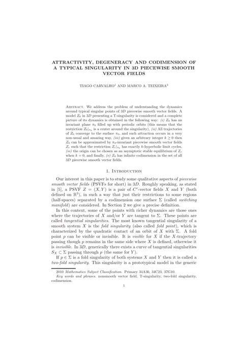 pdf attractivity degeneracy and codimension of a typical singularity in 3d piecewise smooth