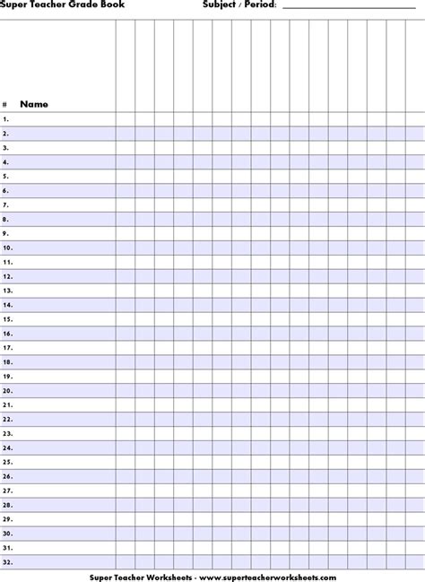 Blank Gradebook Printable Printableblank Net