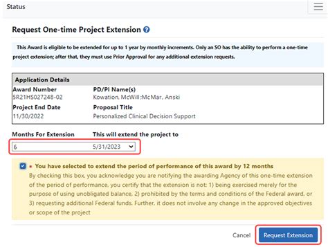 Submit A No Cost Extension ERA