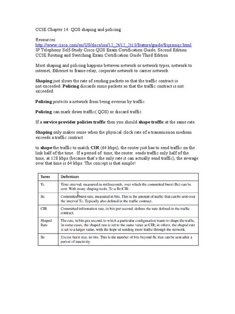 ccie chapter 14 qos shaping and policing pdf
