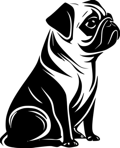 Pug Black And White Vector Illustration Vector Art At Vecteezy