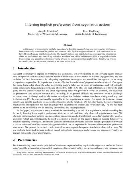 inferring implicit preferences from negotiation actions