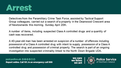 Police Service NI On Twitter Detectives Have Arrested A 40 Year Old