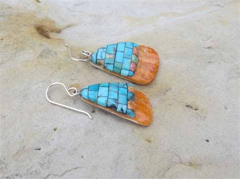 Santo Domingo Turquoise Spiny Oyster Shell Earrings Native Etsy