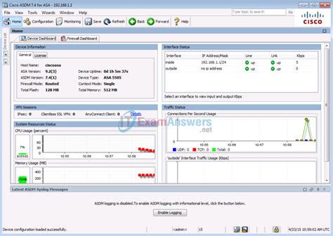 10 1 4 8 Lab Configure ASA 5505 Basic Settings And Firewall Using