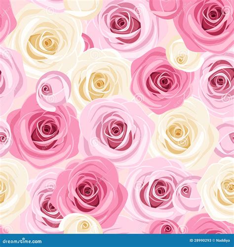 Fondo Inconsútil Con Las Rosas Rosadas Y Blancas Ilustración del
