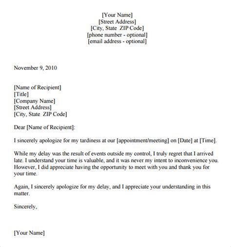 FREE 16 Apology Letter For Being Late Templates In PDF Word