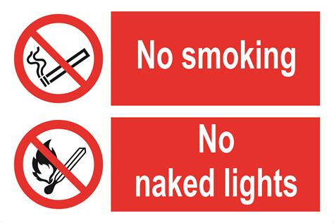 No Smoking No Naked Lights Pss Prohibition Signs Combination