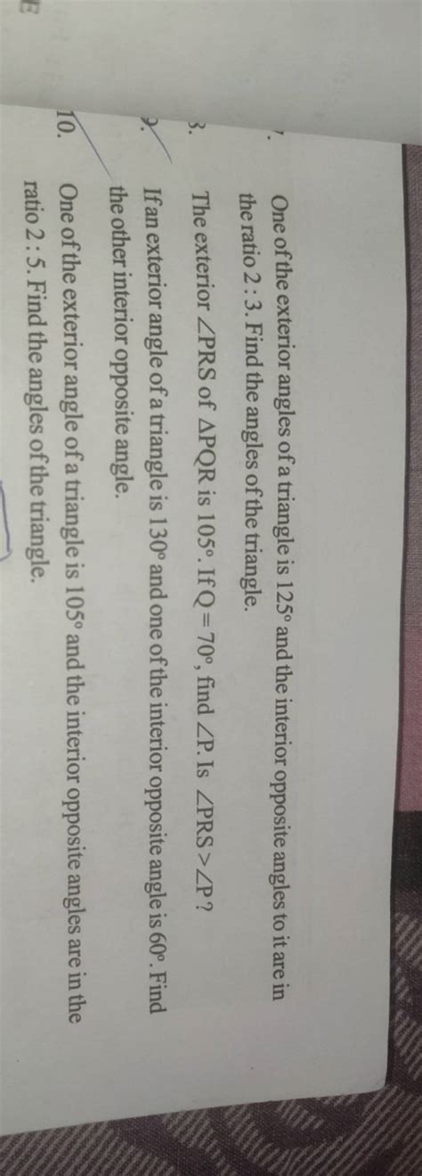 One Of The Exterior Angles Of A Triangle Is And The Interior Oppo